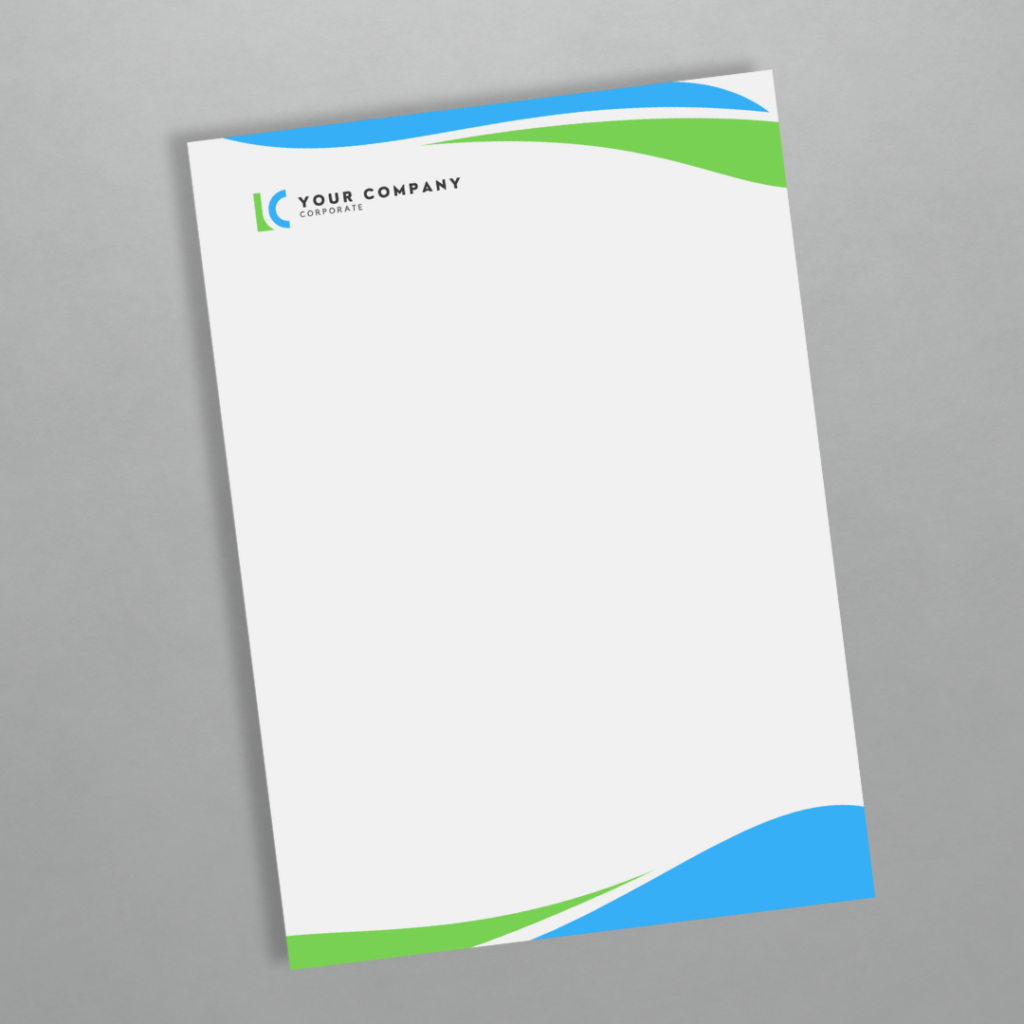 Letterhead Template - Green and Blue Swoop - CarePRINT