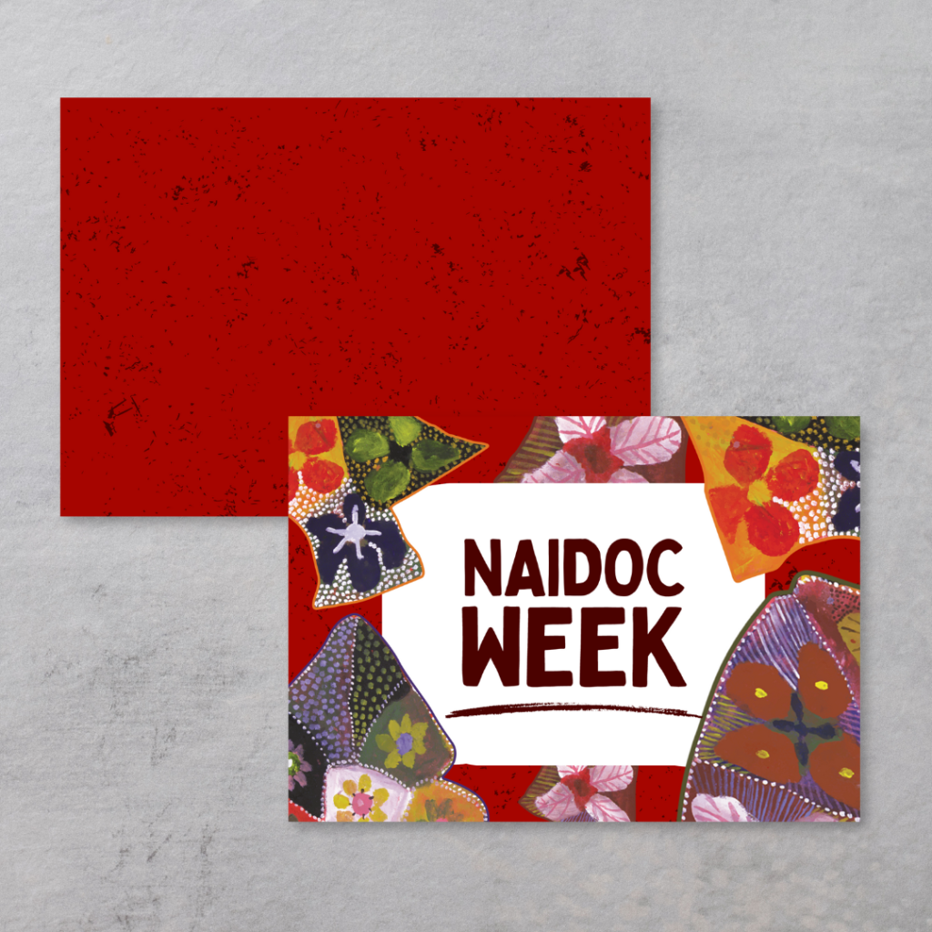 Postcard Template - NAIDOC - Red Flowers - CarePRINT